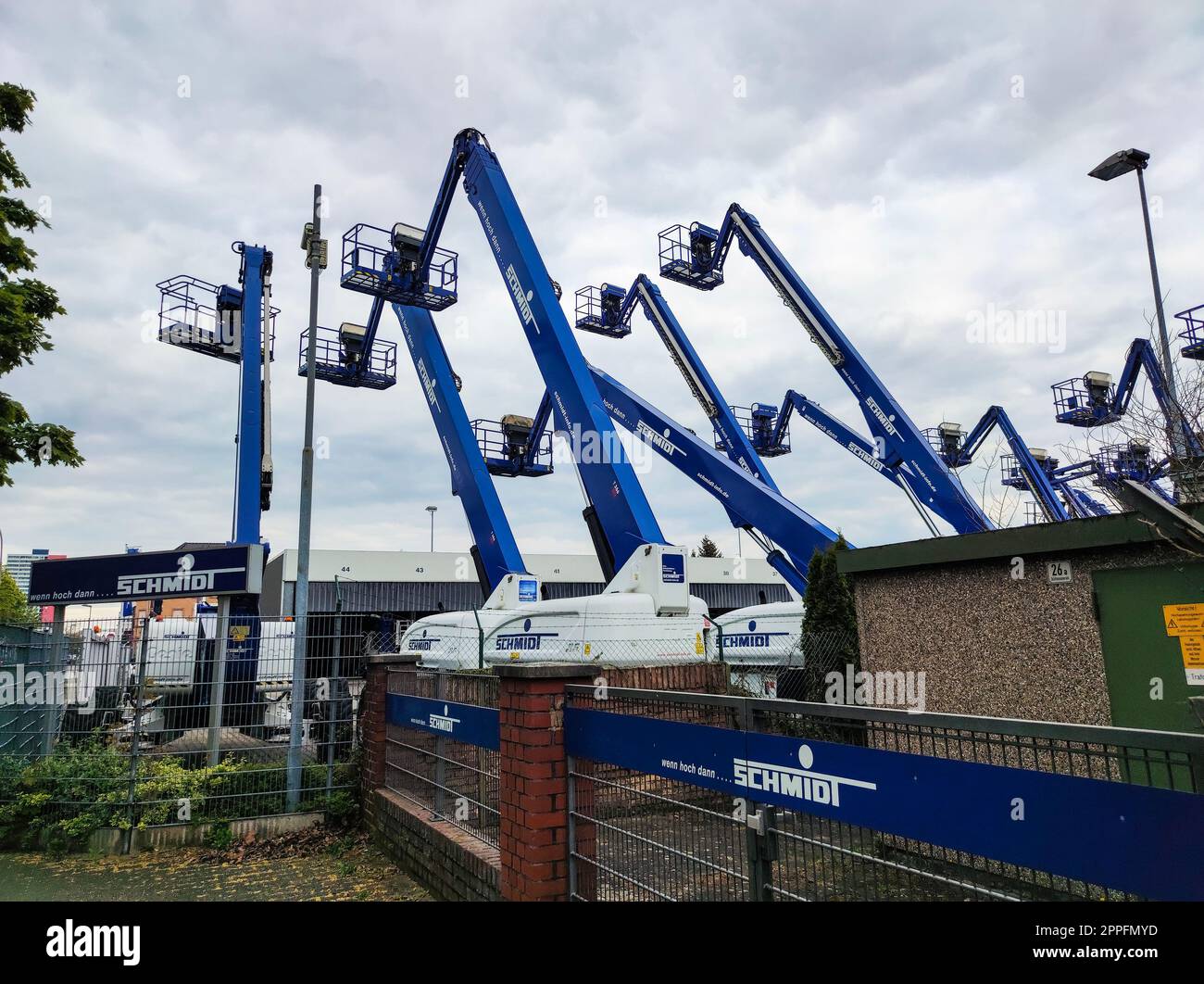 Bucket truck lift cranes in Neu-Isenburg, Germany Stock Photo - Alamy