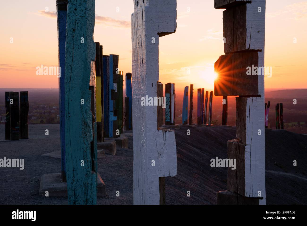 Landmark Totems, Haniel tip, Bottrop, Germany Stock Photo - Alamy