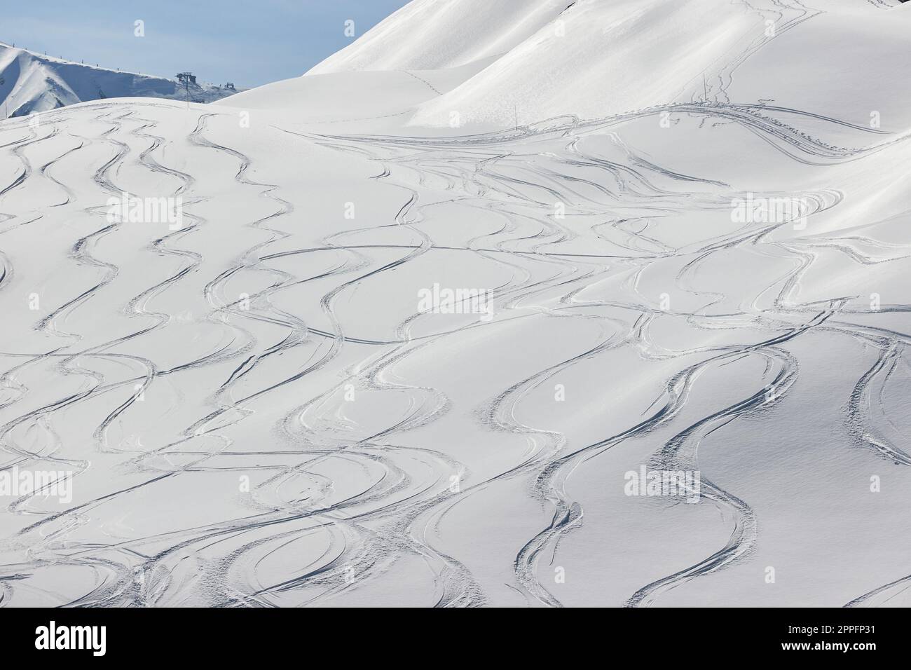 Ski Slope with Fresh Curves Stock Photo - Alamy