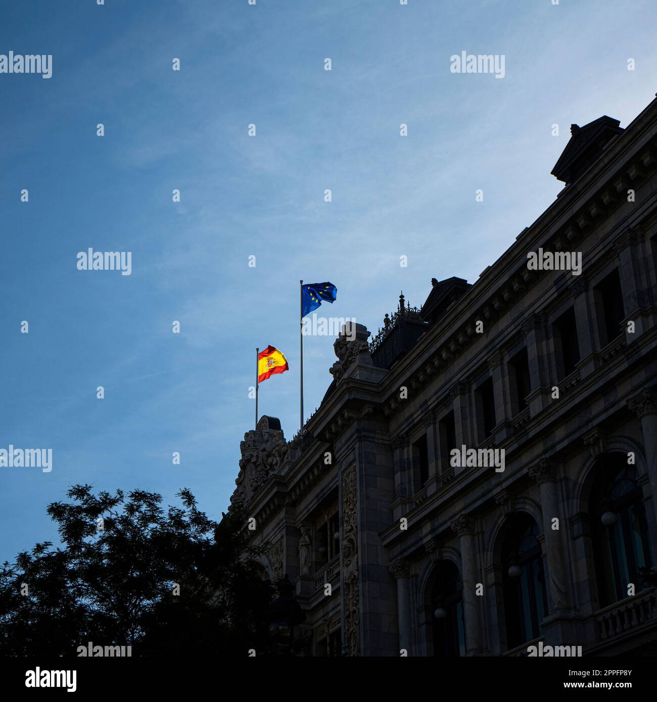 Spanish and European flags Stock Photo - Alamy