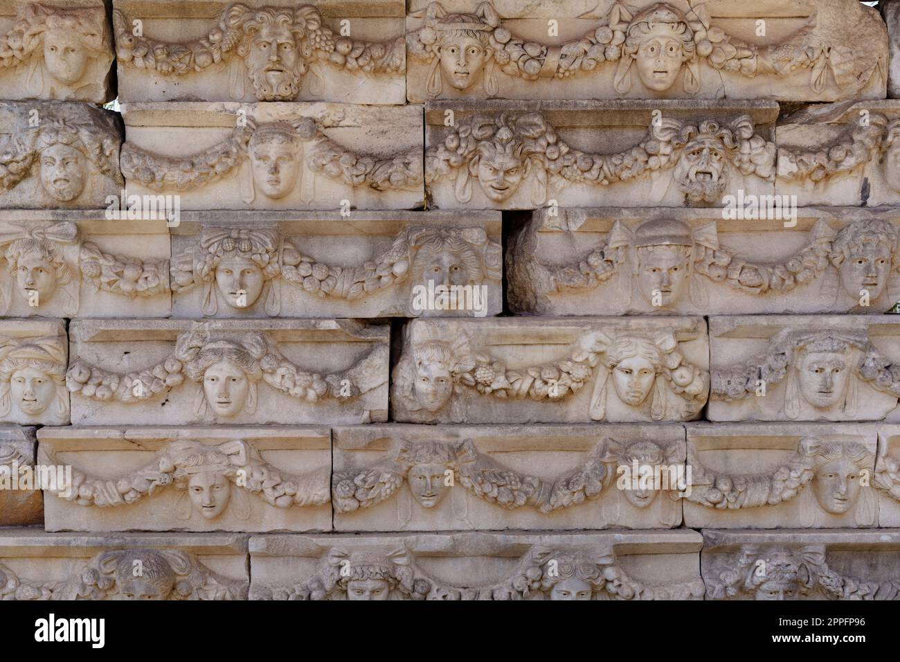 Friezes depicting various gods, goddesses and portrait heads in ...