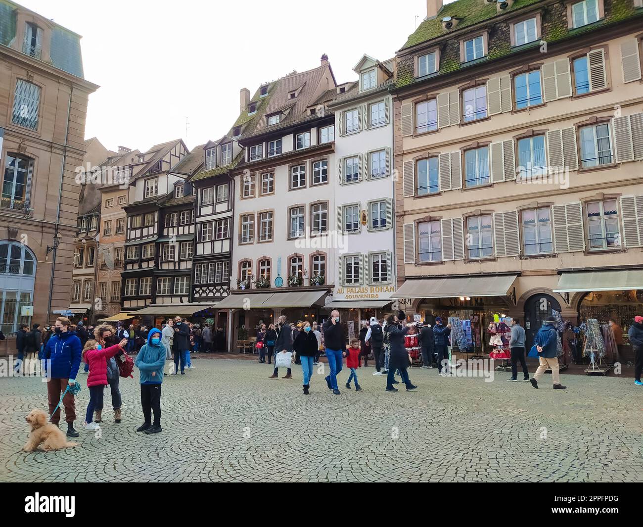 People going at Place Kleber, central square of Strasbourg Stock Photo ...