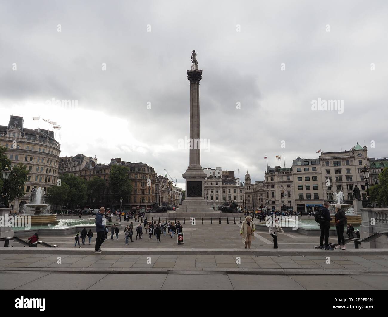 Trafalgar Square and Nelson column in London Stock Photo - Alamy