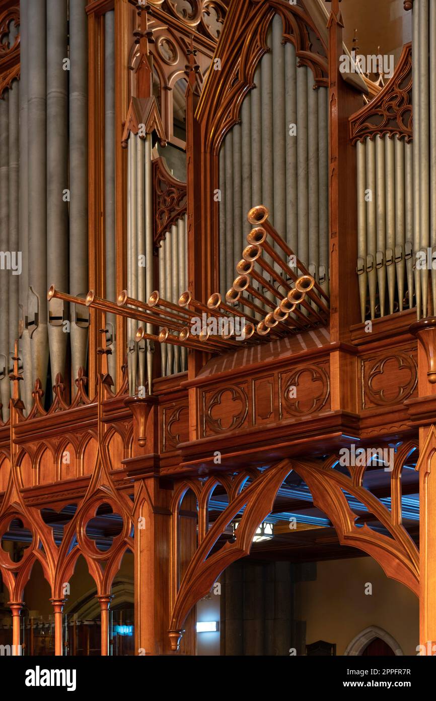 Famous T C Lewis pipe organ with horizontally protruding trumpets in St ...