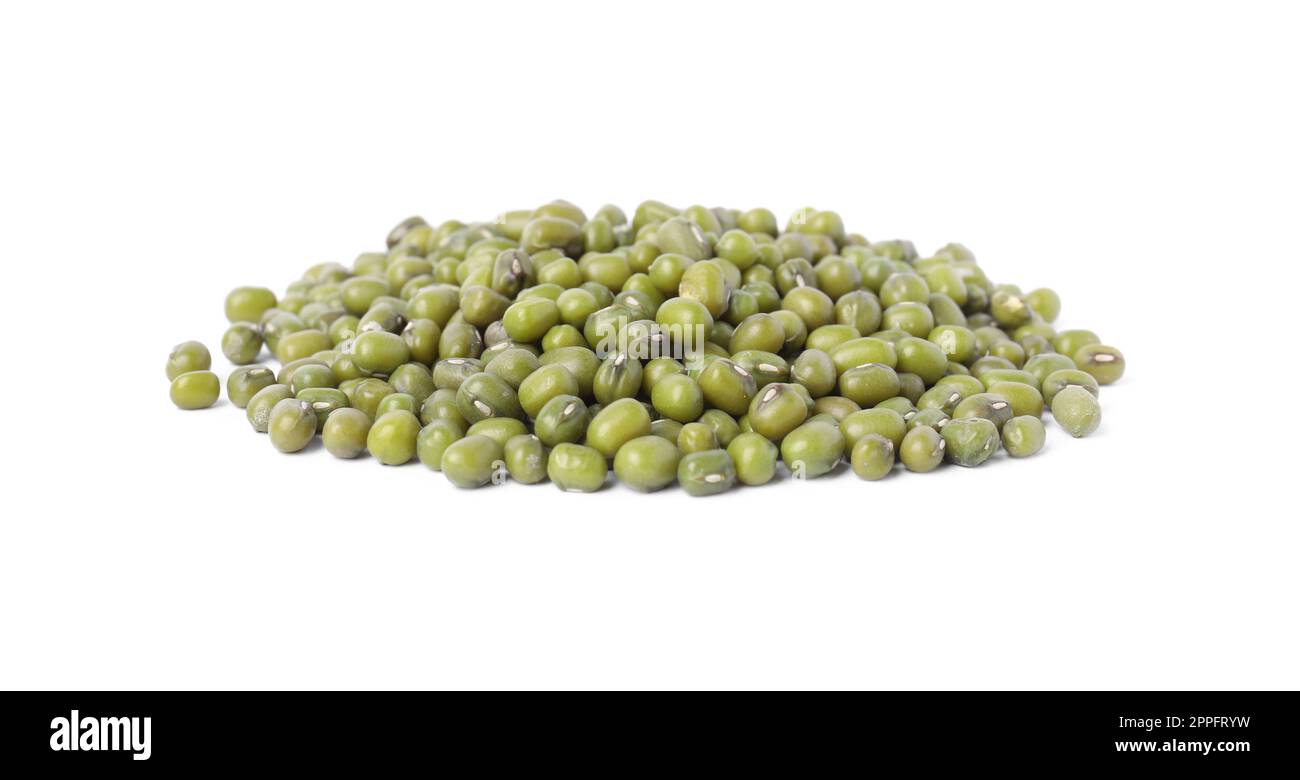 Pile of green mung beans isolated on white. Organic grains Stock Photo ...