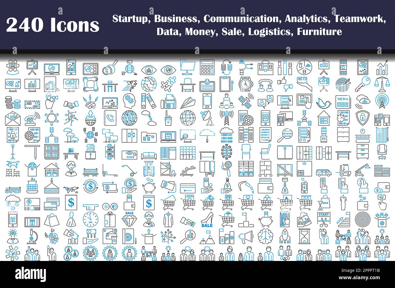 240 Icons Of Startup, Business, Communication, Analytics, Teamwork ...