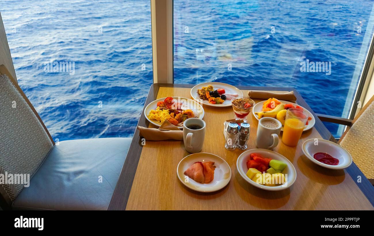 Dining Room Buffet aboard the abstract luxury cruise ship Stock Photo ...