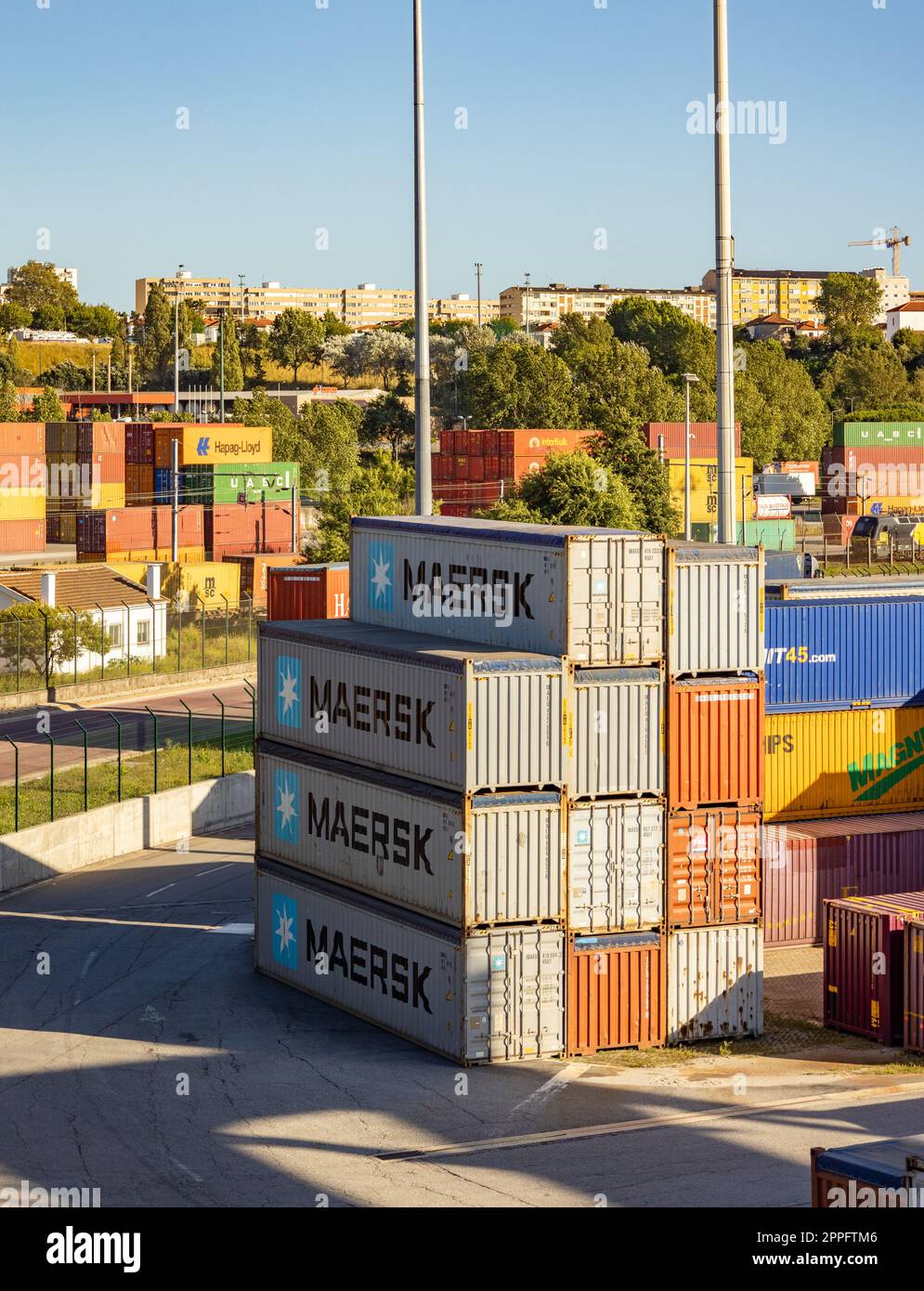 Colorful shipping containers stacked port hi-res stock photography and ...