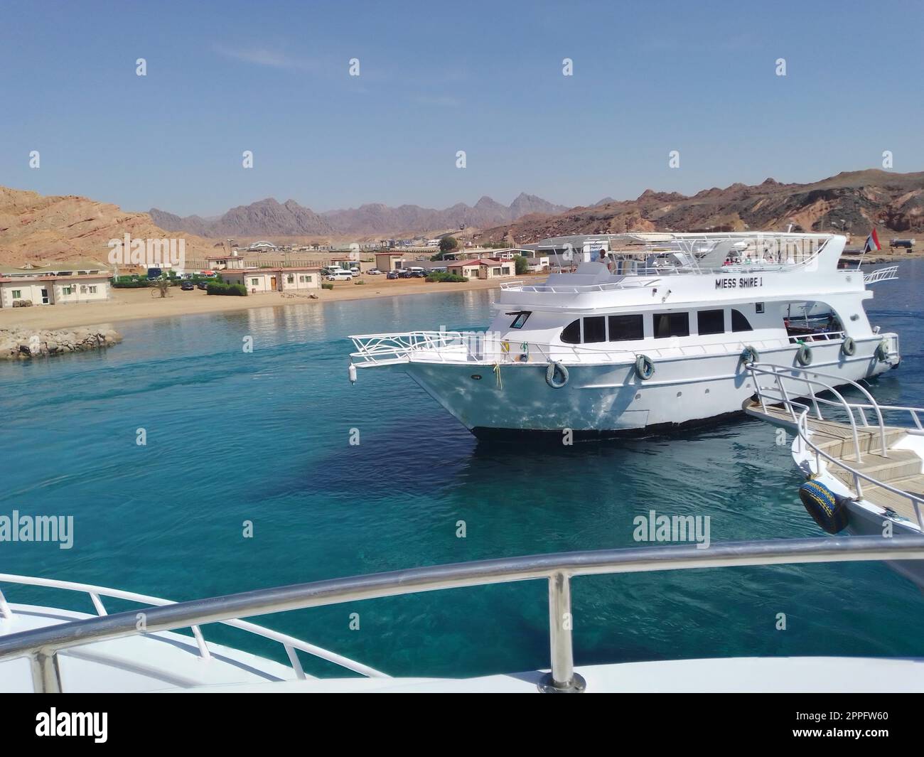 Harbor with yachts in the port of the Egyptian city of Sharm El Sheikh ...