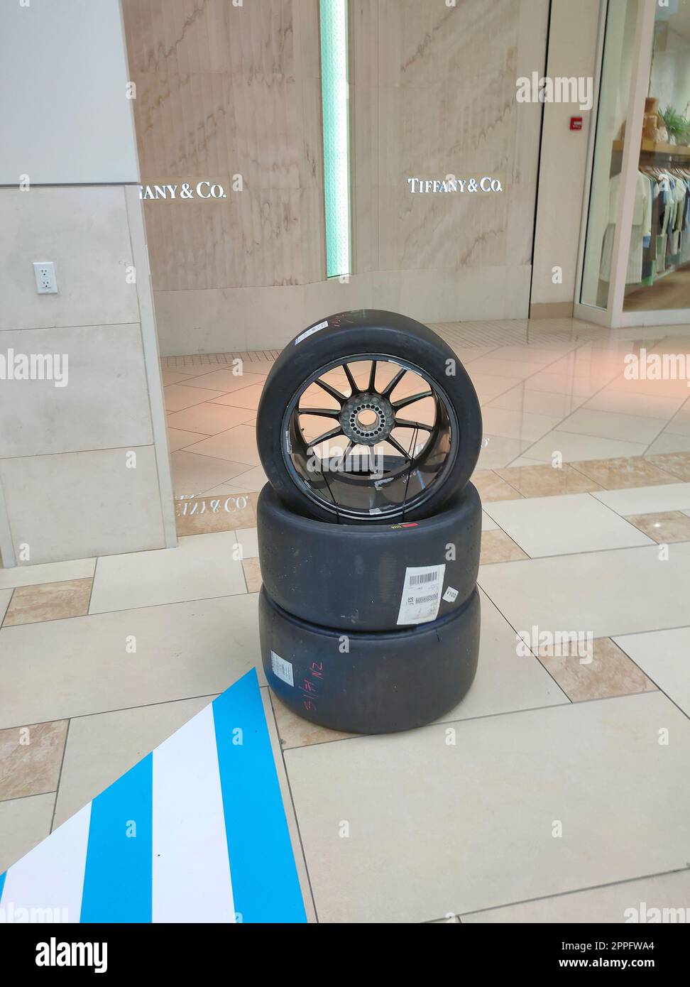 Formula 1 race car tyres in the Aventura Mall in Florida Stock Photo ...