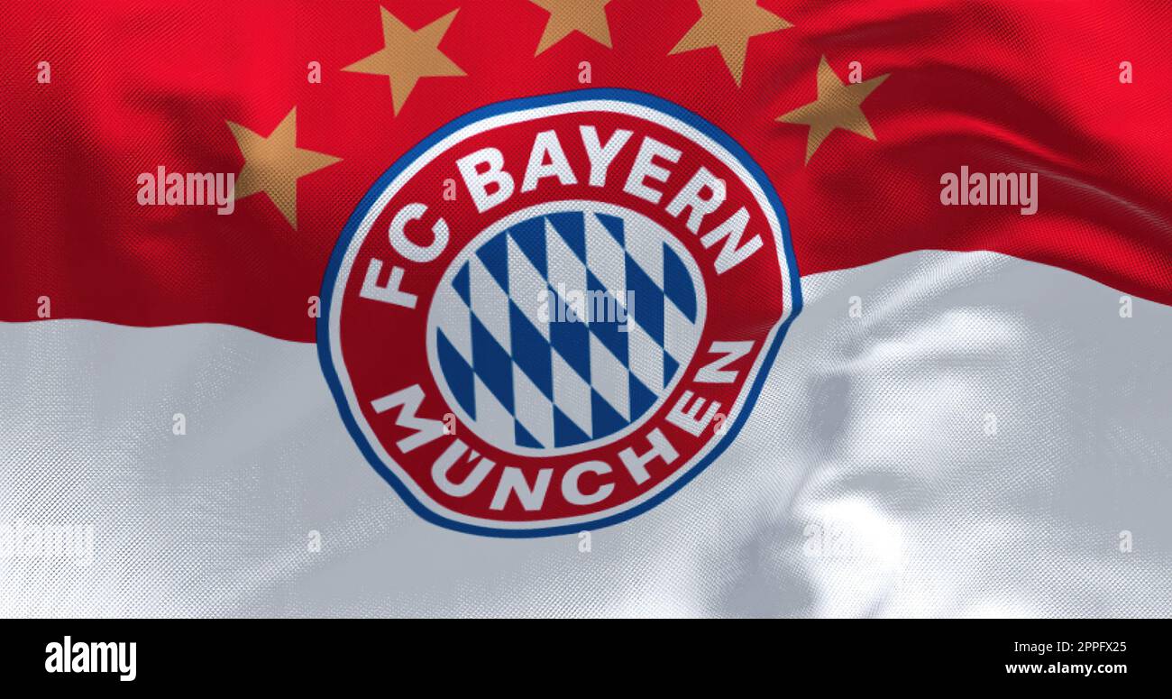 Fabric background with the Bayern Munich Flag waving Stock Photo - Alamy