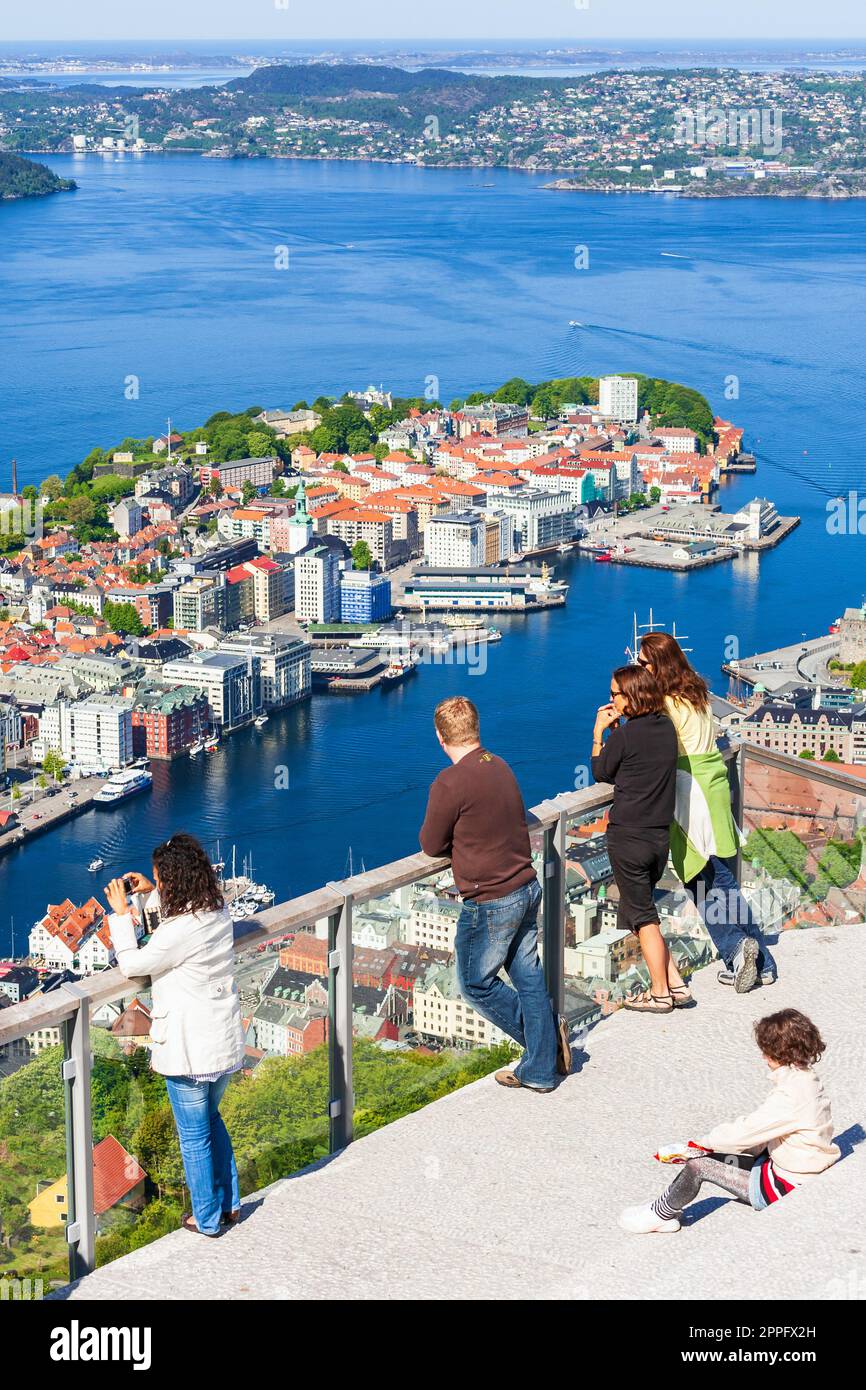 People at a viewpoint in Bergen, Norway Stock Photo - Alamy