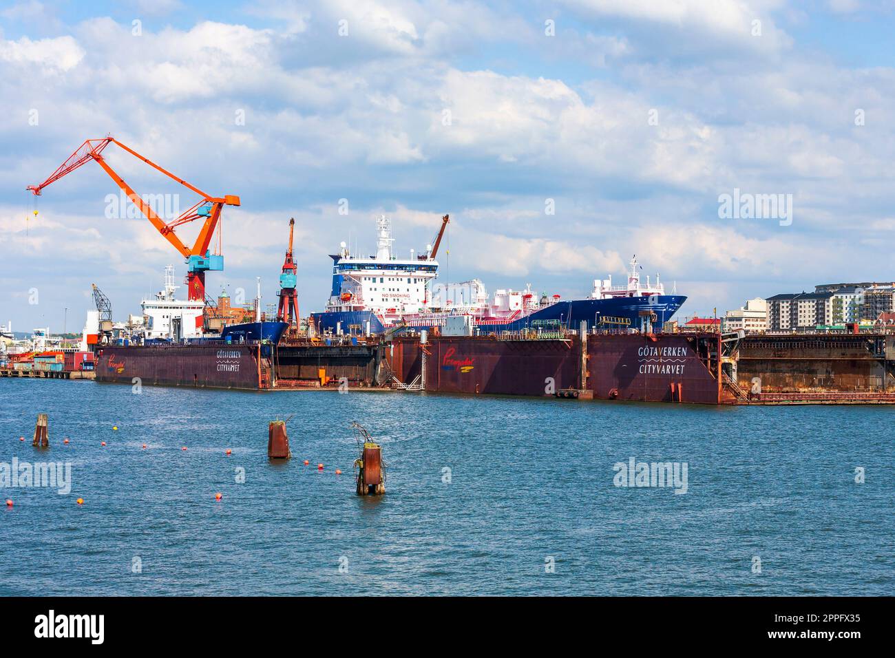 Ships in dry docks at the Shipyard in Gothenburg, Sweden Stock Photo ...