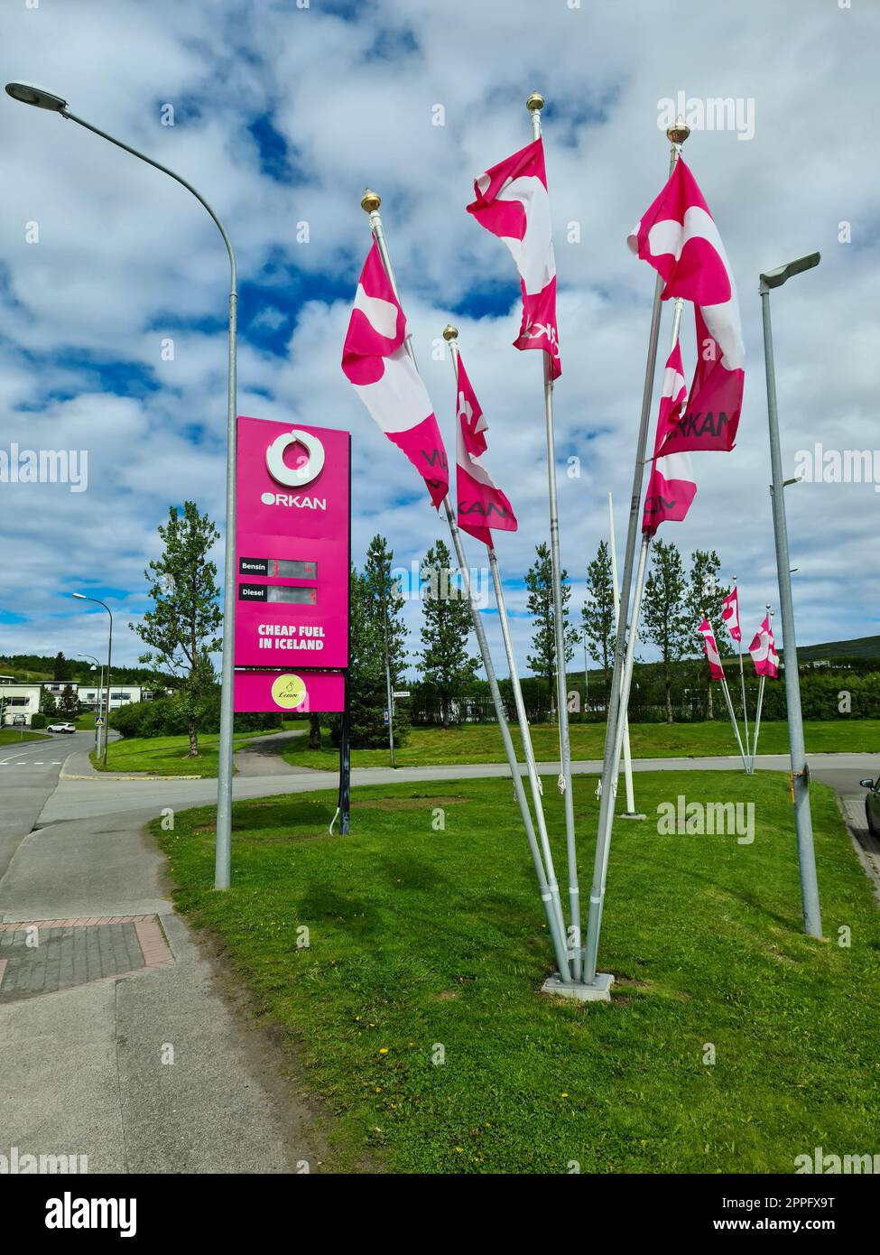 An Icelandic petrol station of the company Orkan - company logos and ...