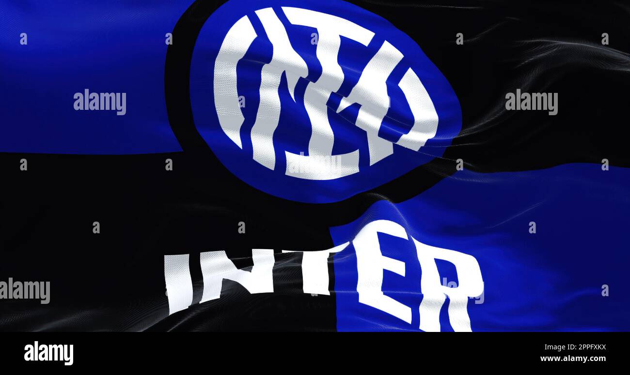 The flag of Inter Football Club waving in the wind Stock Photo - Alamy