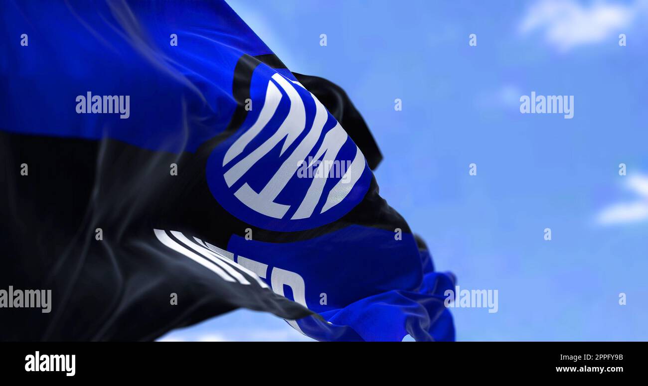 The flag of Inter Football Club waving in the wind Stock Photo - Alamy