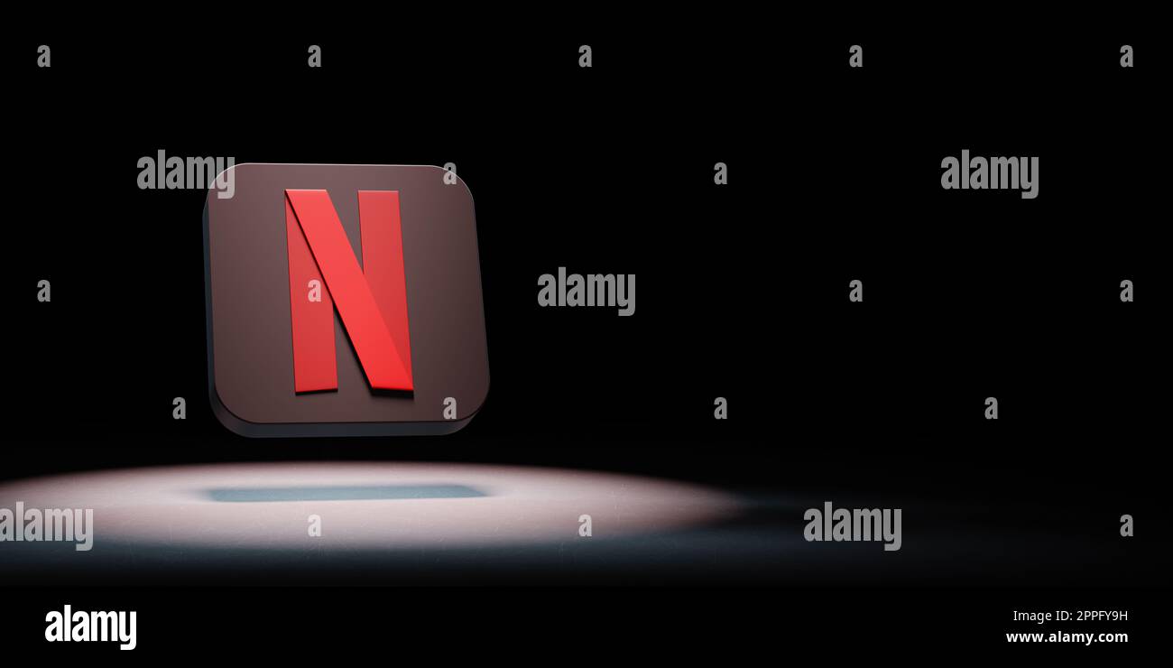 Netflix Logo Spotlighted on Black Background Stock Photo - Alamy