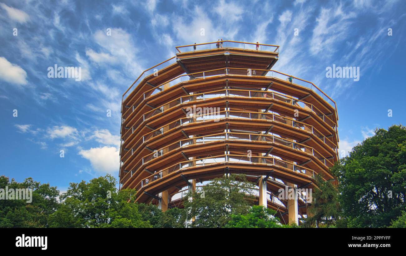 Cloef at the Saar loop, observation tower with view of the Saar ...