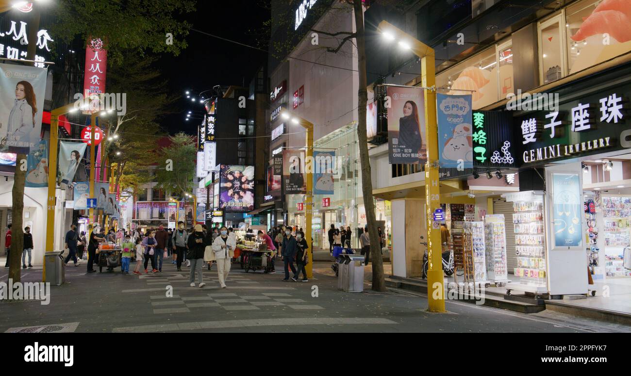 Taipei, Taiwan 02 March 2022: Ximending at night in Taipei city Stock ...