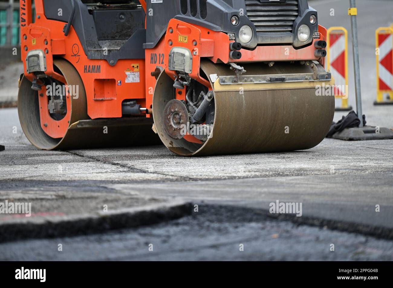 Road construction site, civil engineering, asphalting Stock Photo - Alamy