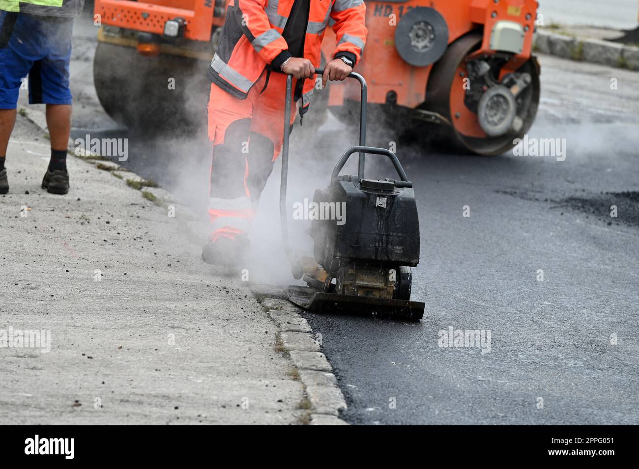 Road construction site, civil engineering, asphalting Stock Photo - Alamy