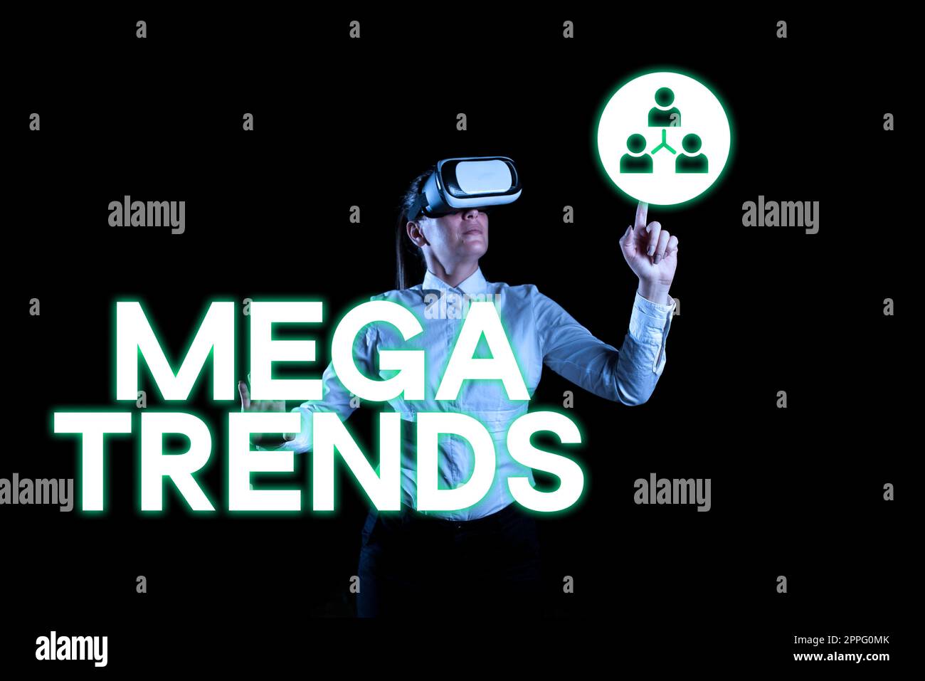 Hand writing sign Mega Trends. Business overview powerful phenomena ...