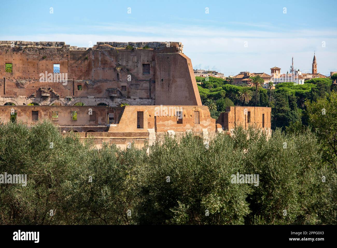 Palatine Hill, view of the ruins of several important ancient buildings ...