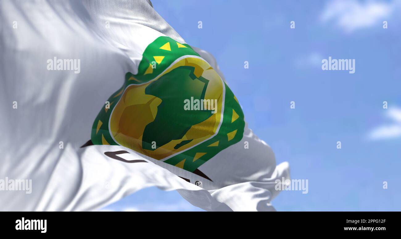 The flag with the CAF logo waving in the wind Stock Photo - Alamy
