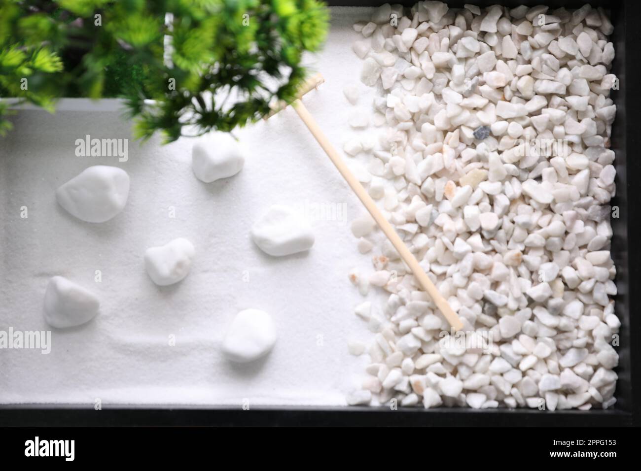 Top view of beautiful miniature zen garden Stock Photo - Alamy