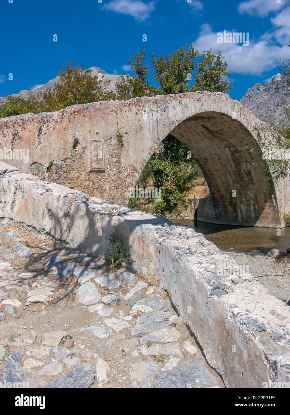 Old Bridge or Big Bridge over the Megalopotamos River in Crete Stock ...