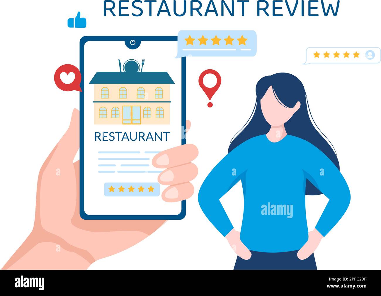 Restaurant Rating Review Template Hand Drawn Cartoon Flat Illustration ...
