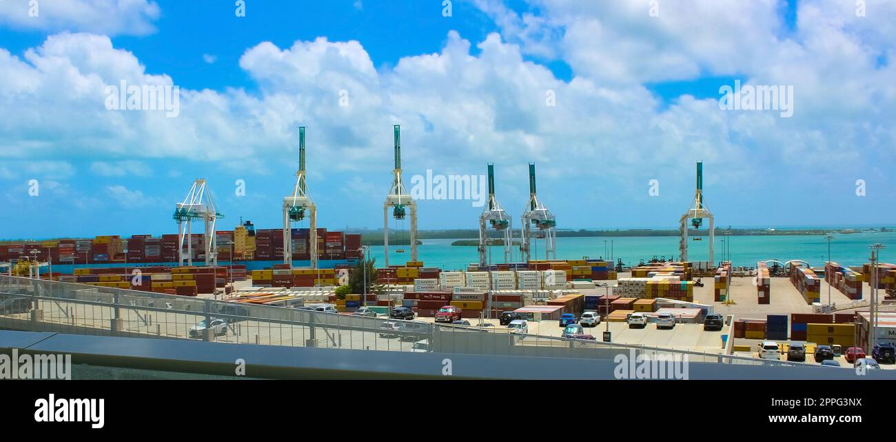 Many containers at Port Miami, one of the largest cargo ports in the US ...