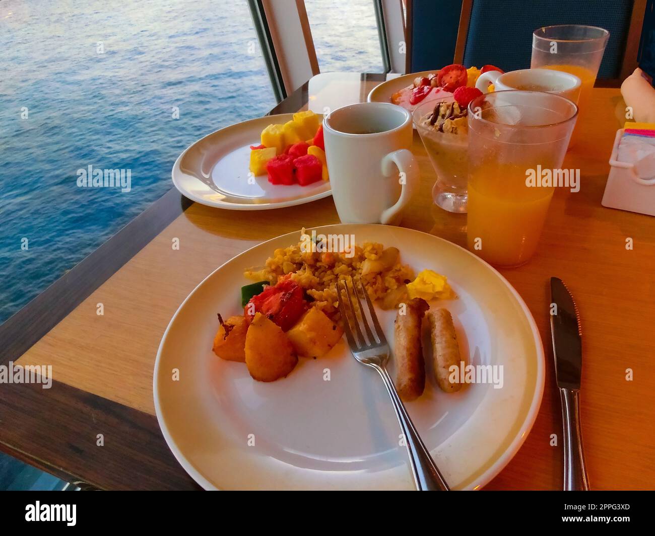 Dining Room Buffet aboard the abstract luxury cruise ship Stock Photo ...