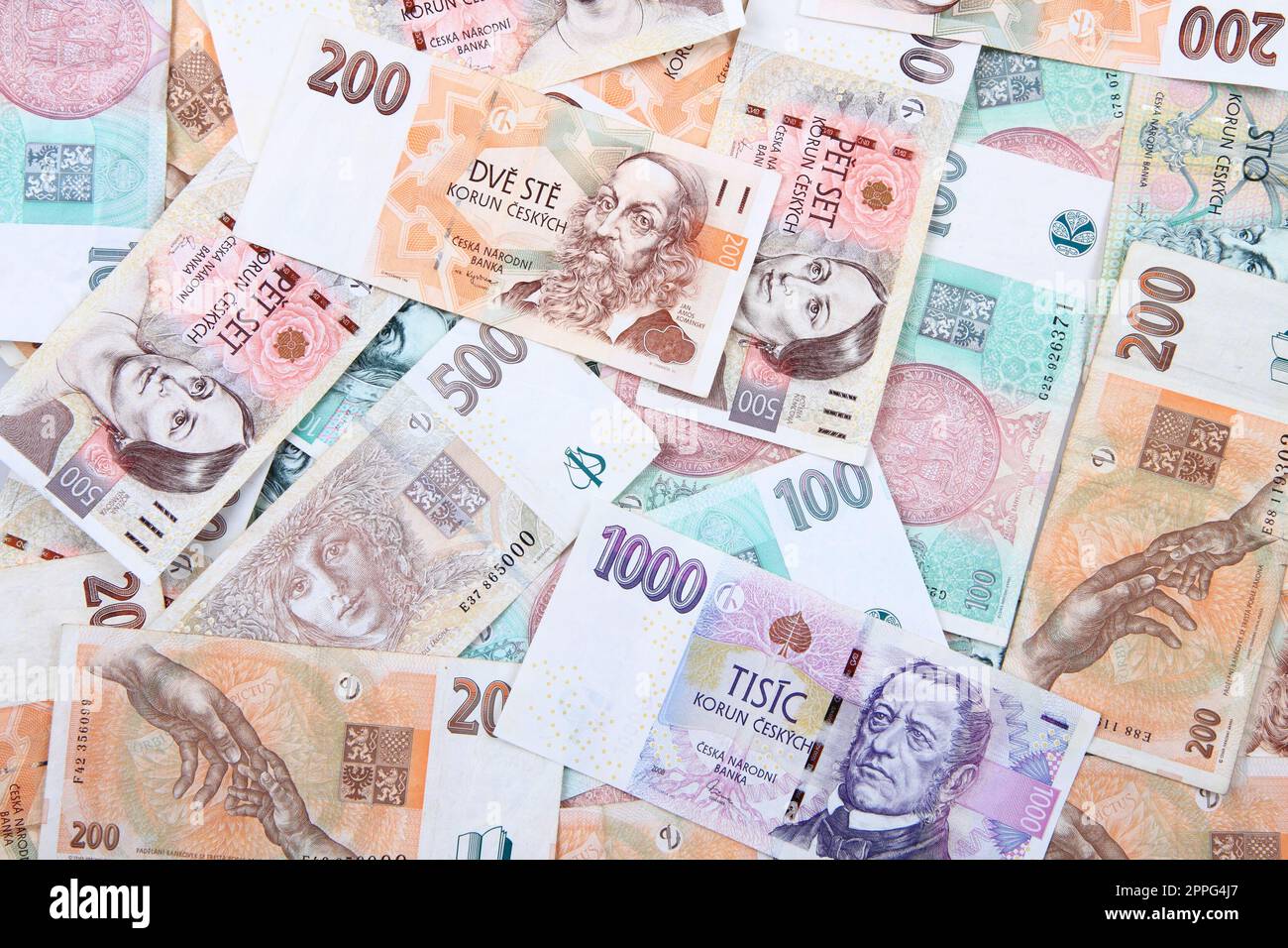 czech koruna money texture as nice background Stock Photo - Alamy