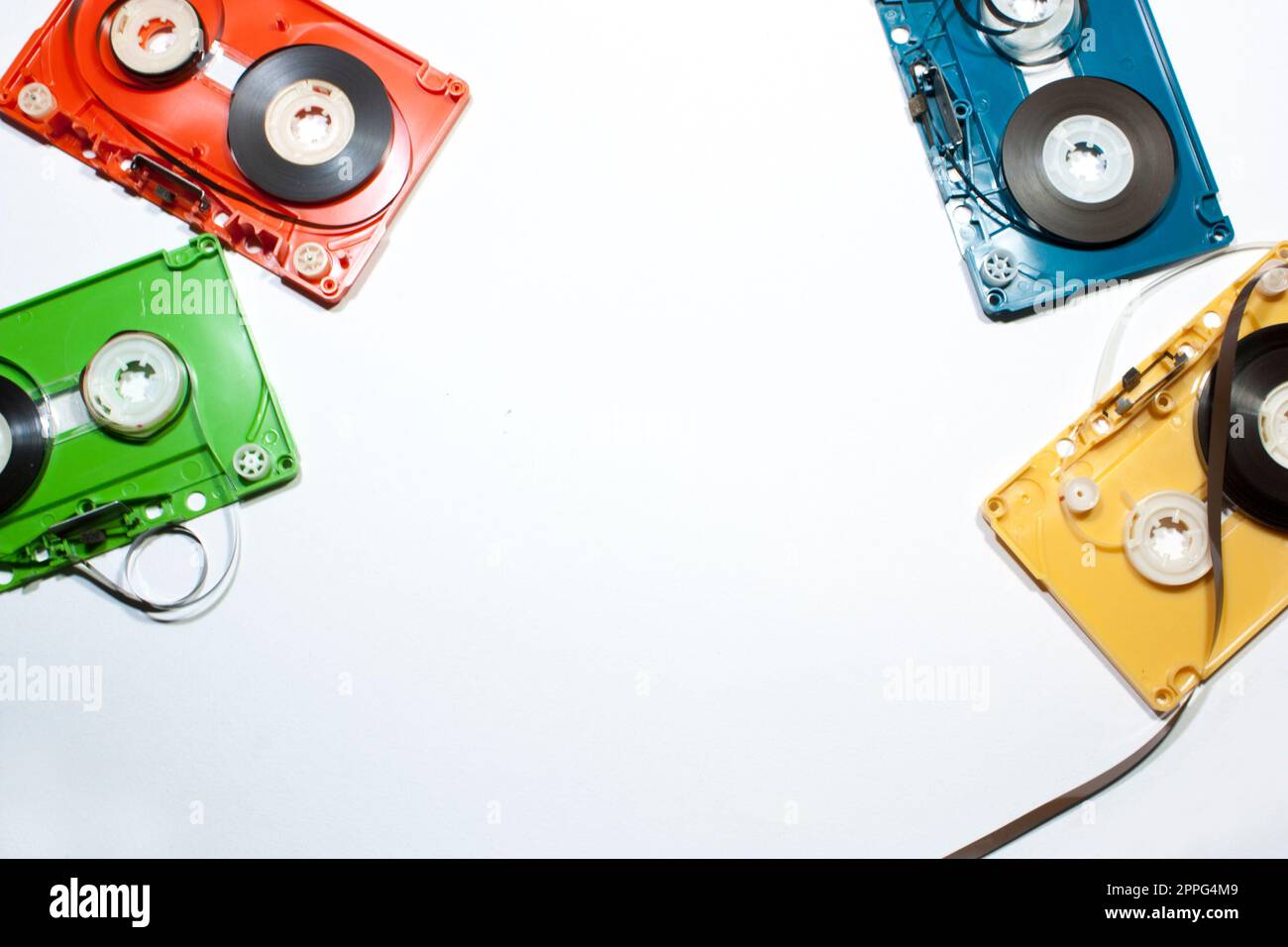 parts of cassette tape on white background Stock Photo - Alamy