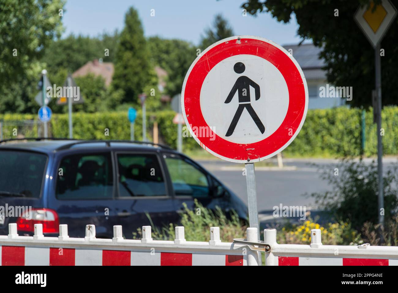 For pedestrians forbidden - street sign Stock Photo - Alamy