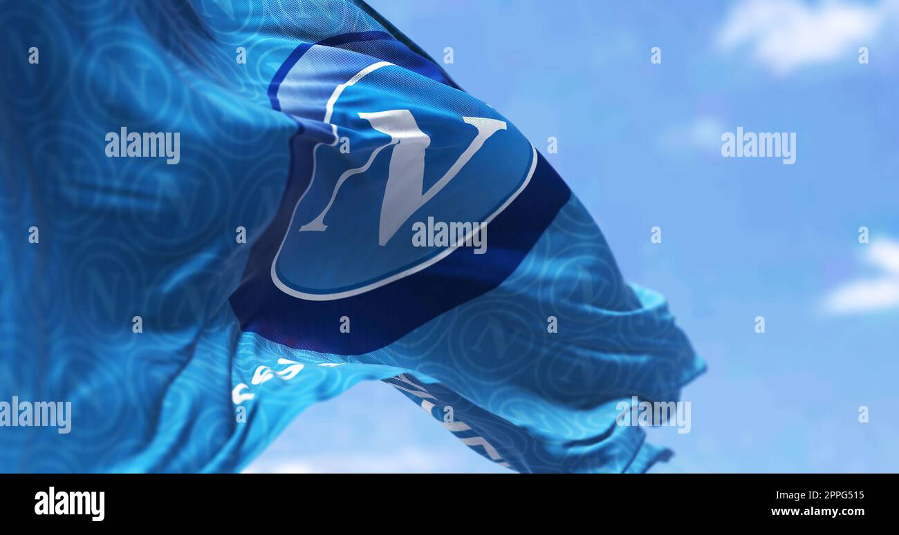 The flag of SSC Napoli waving in the wind Stock Photo - Alamy