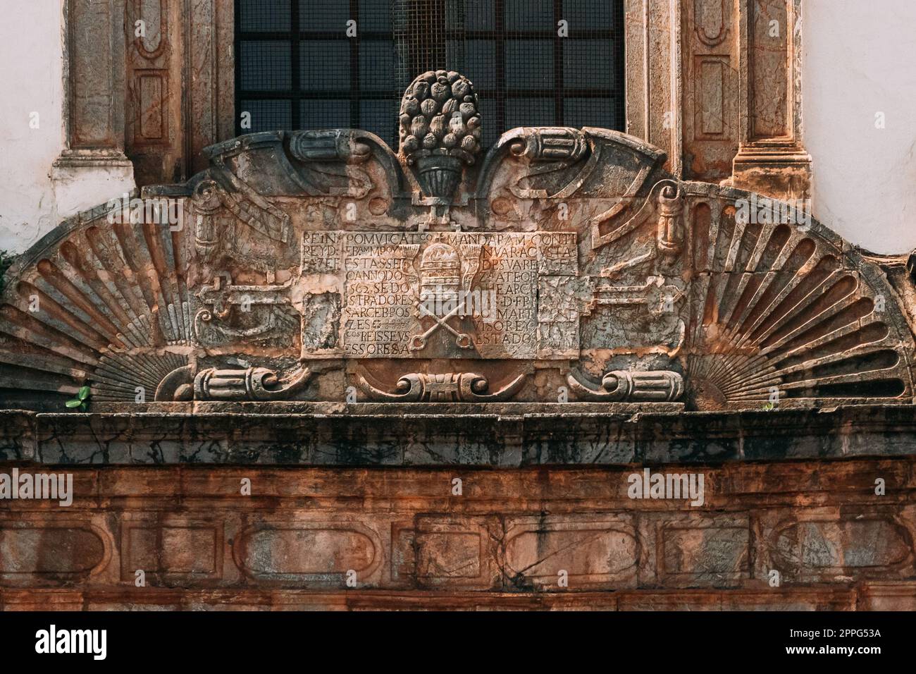 Old Goa, India. Close Up Wall Of Cathedral Of St. Paul In Sunny Day ...