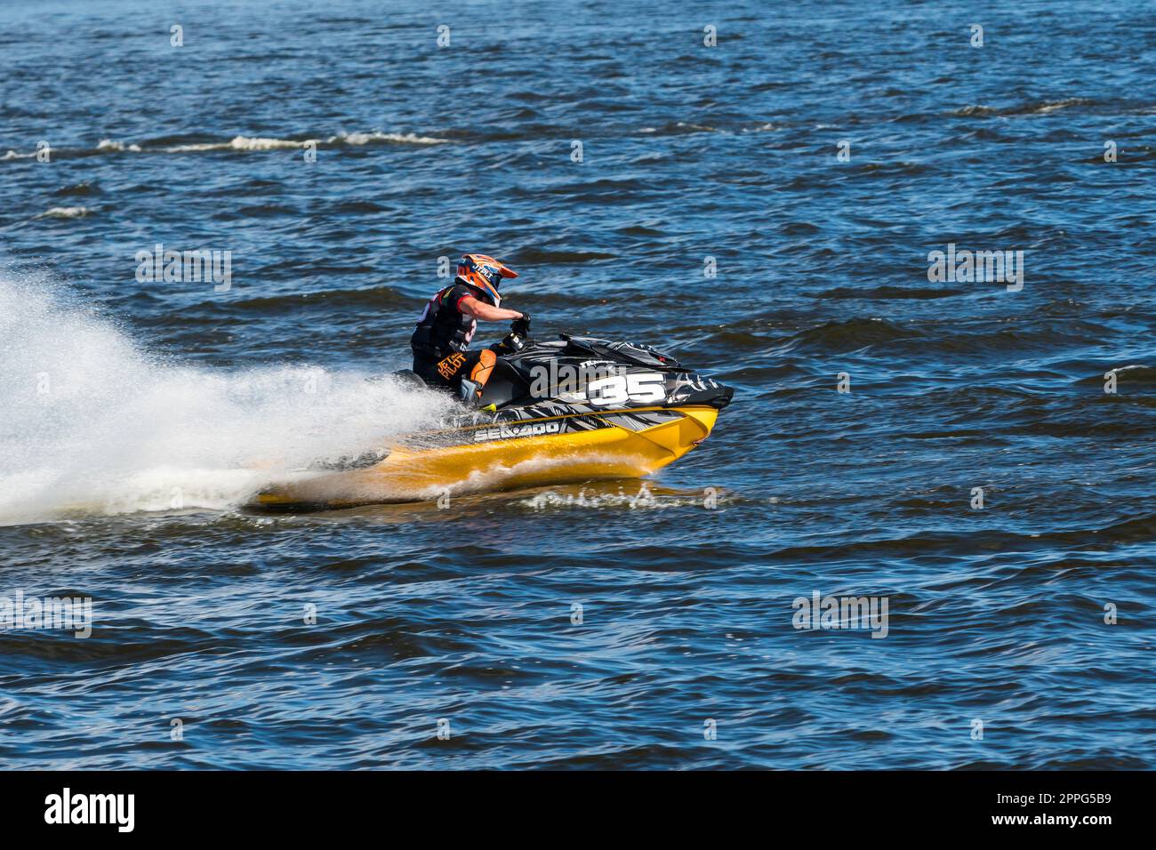 Participants in the UIM Aquabike Baltic Cup 2022 of jet boats Stock ...