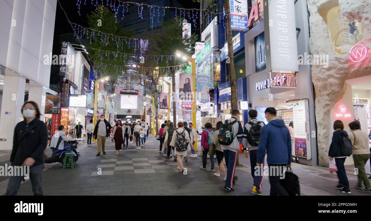 Taipei, Taiwan 02 March 2022: Ximending at night in Taipei city Stock ...
