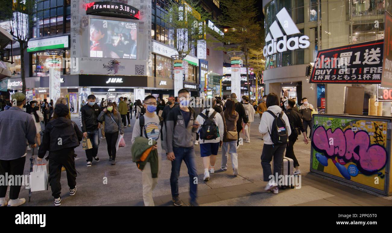 Taipei, Taiwan 02 March 2022: Ximending at night in Taipei city Stock ...