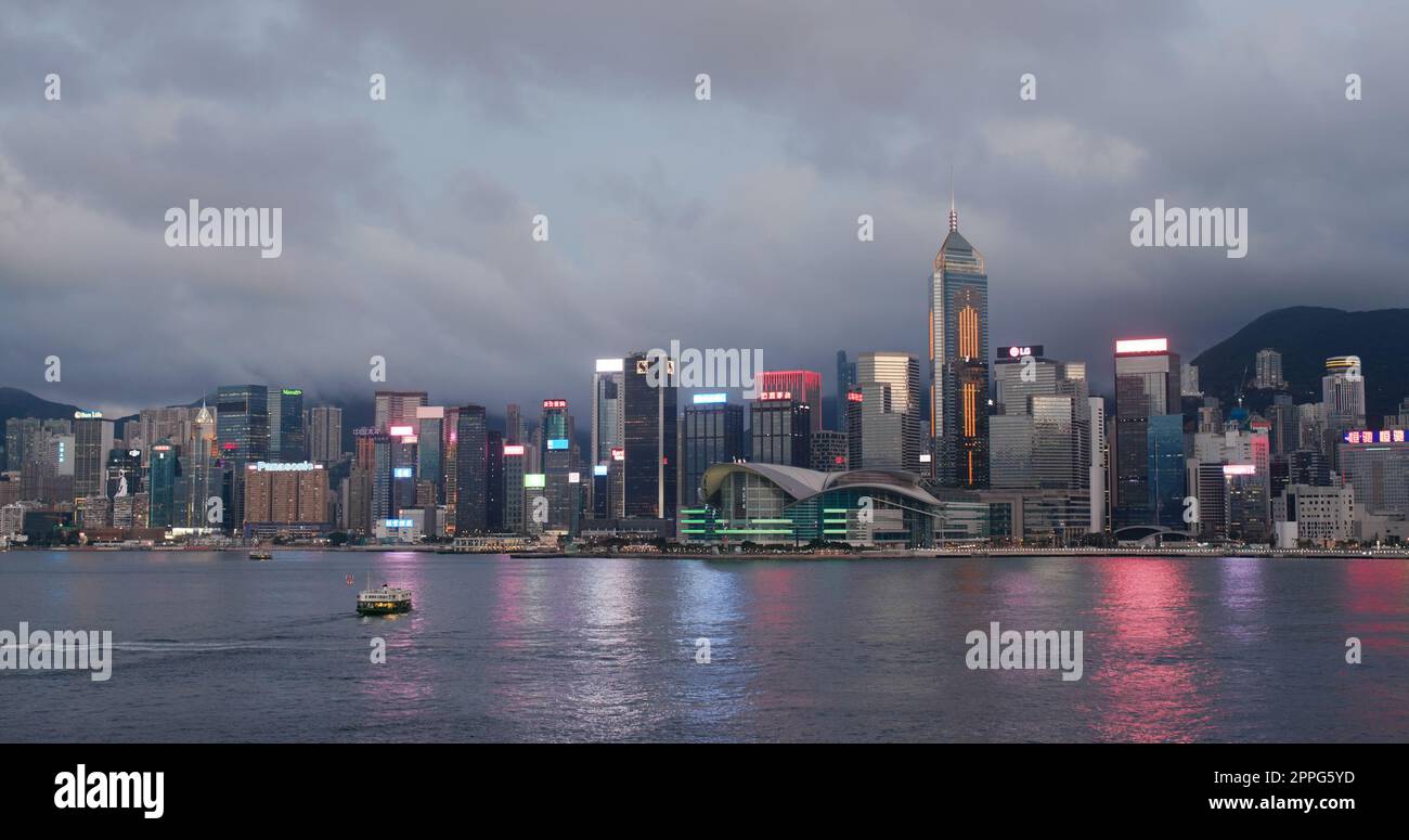 Victoria harbor, Hong Kong 21 May 2020: Hong Kong night Stock Photo - Alamy