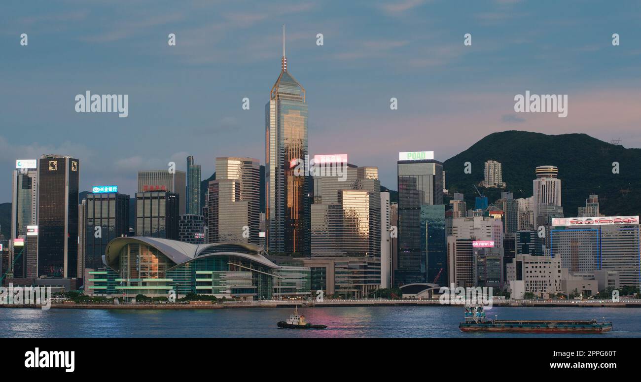 Victoria Harbor, Hong Kong 26 July 2020: Hong Kong sunset Stock Photo - Alamy