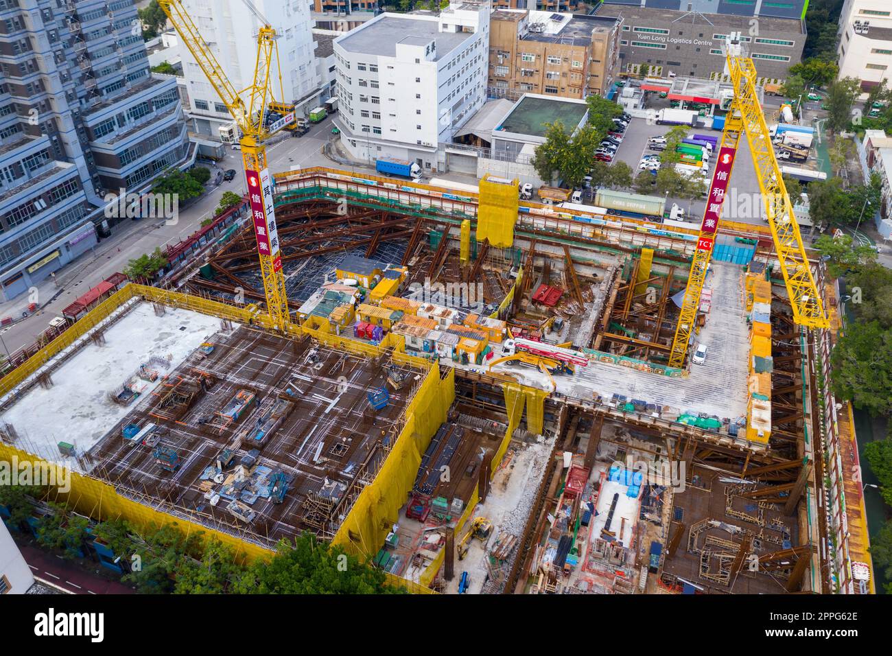 Yuen Long, Hong Kong 18 October 2020: Top down view of construction site in Hong Kong Stock ...