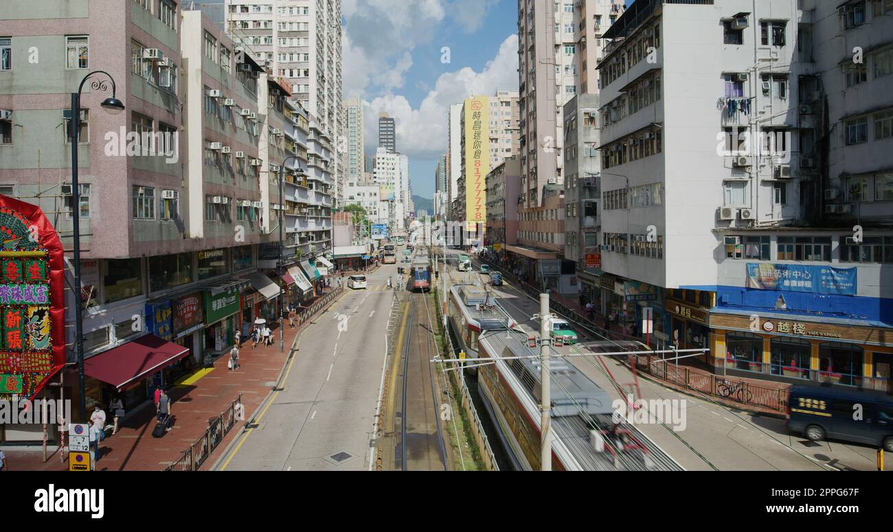 Yuen Long, Hong Kong 12 September 2021: Hong Kong city street Stock ...