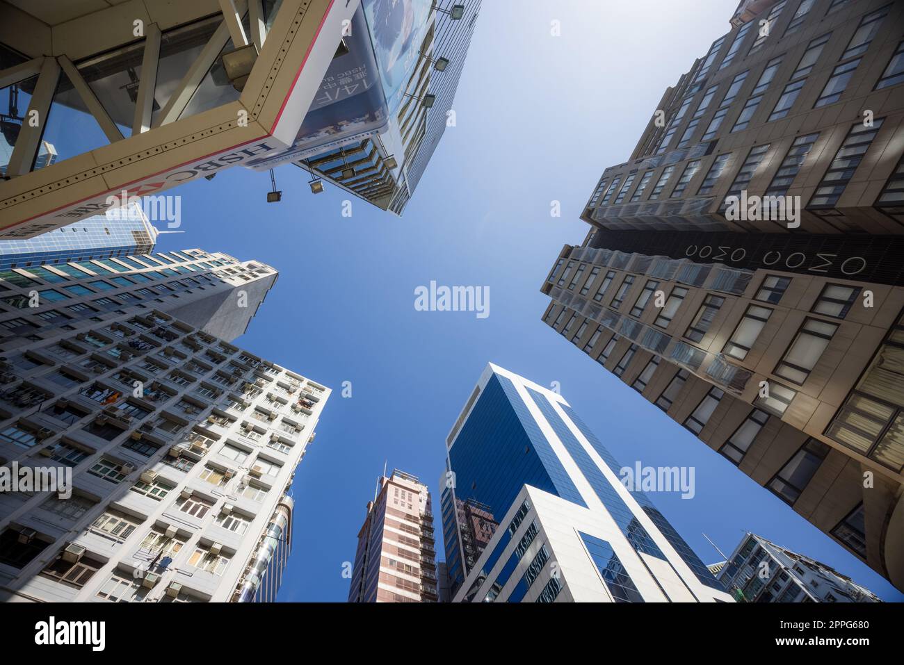 Bottom view of building skyscraper Stock Photo - Alamy
