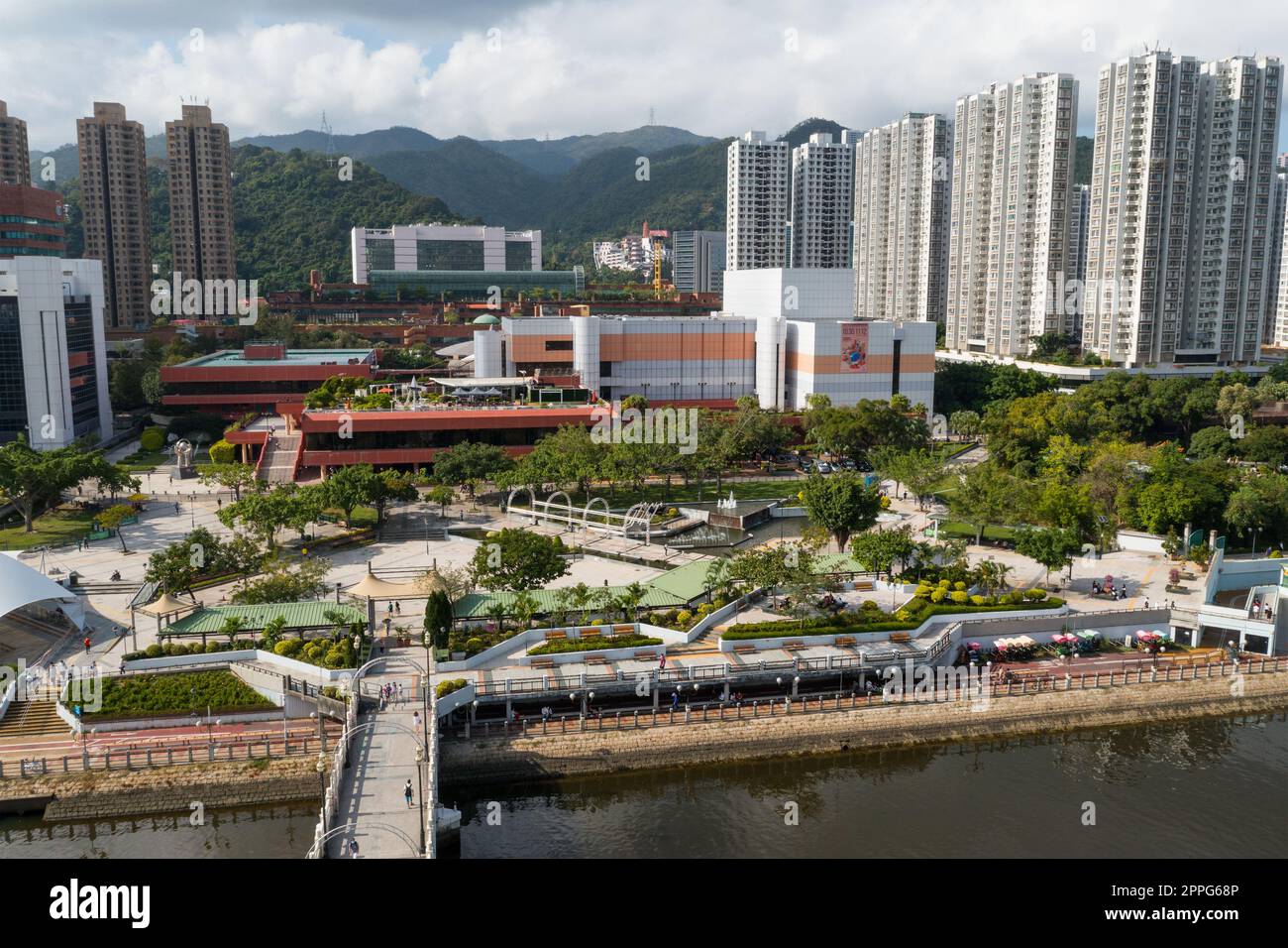 Sha Tin, Hong Kong 09 November 2021: Top view of Hong kong residential ...