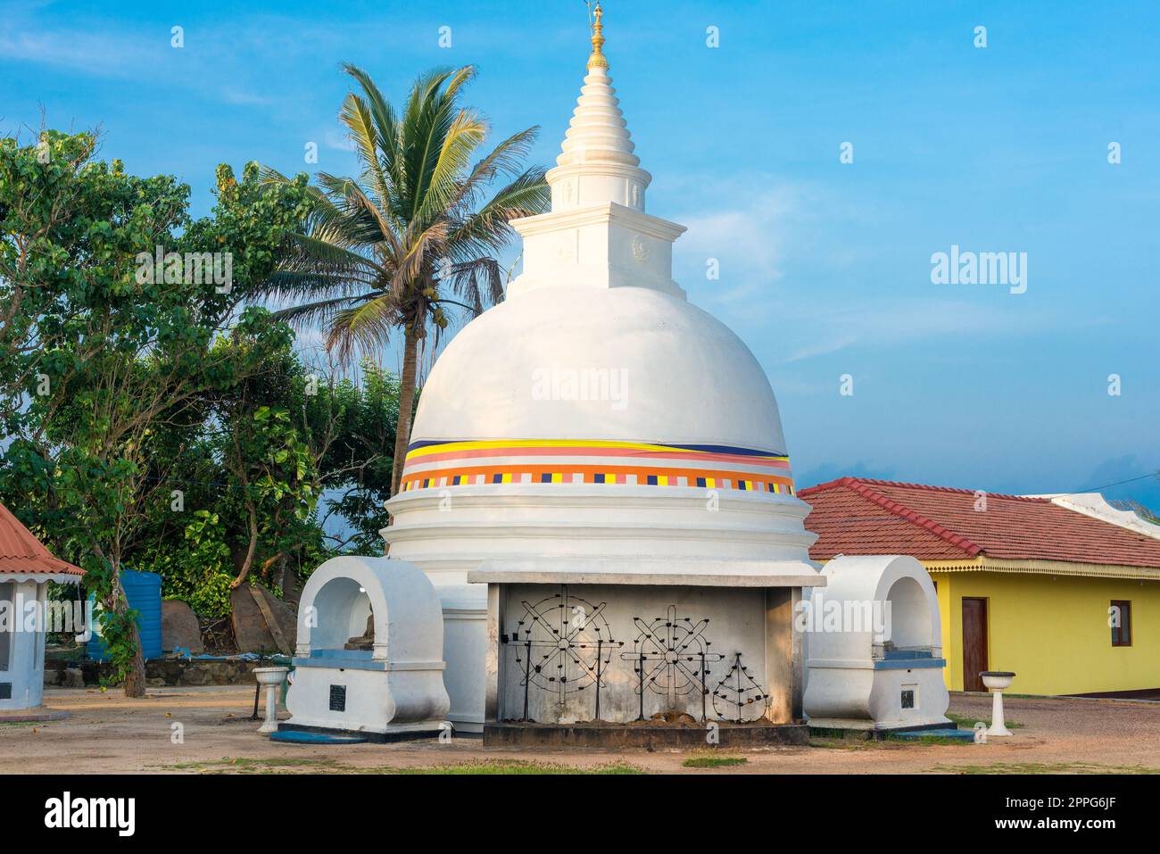 Stupa of the temple Wella Devalaya in Unawatuna in Sri Lanka Stock ...