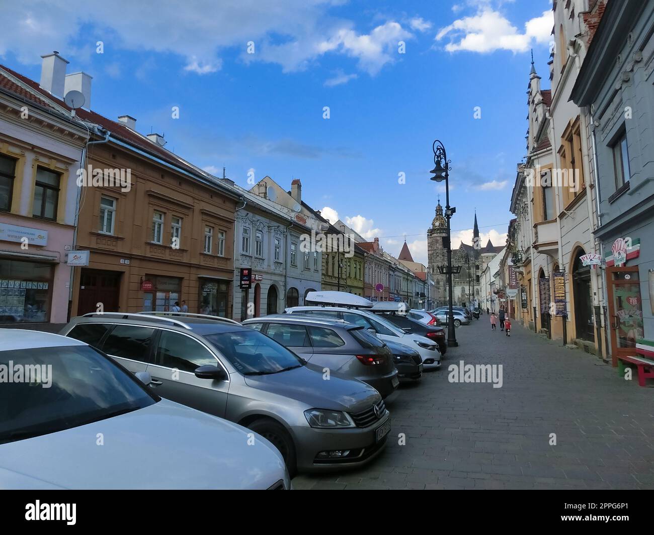 Street in the center of the city. Kosice is the 2nd largest city in ...