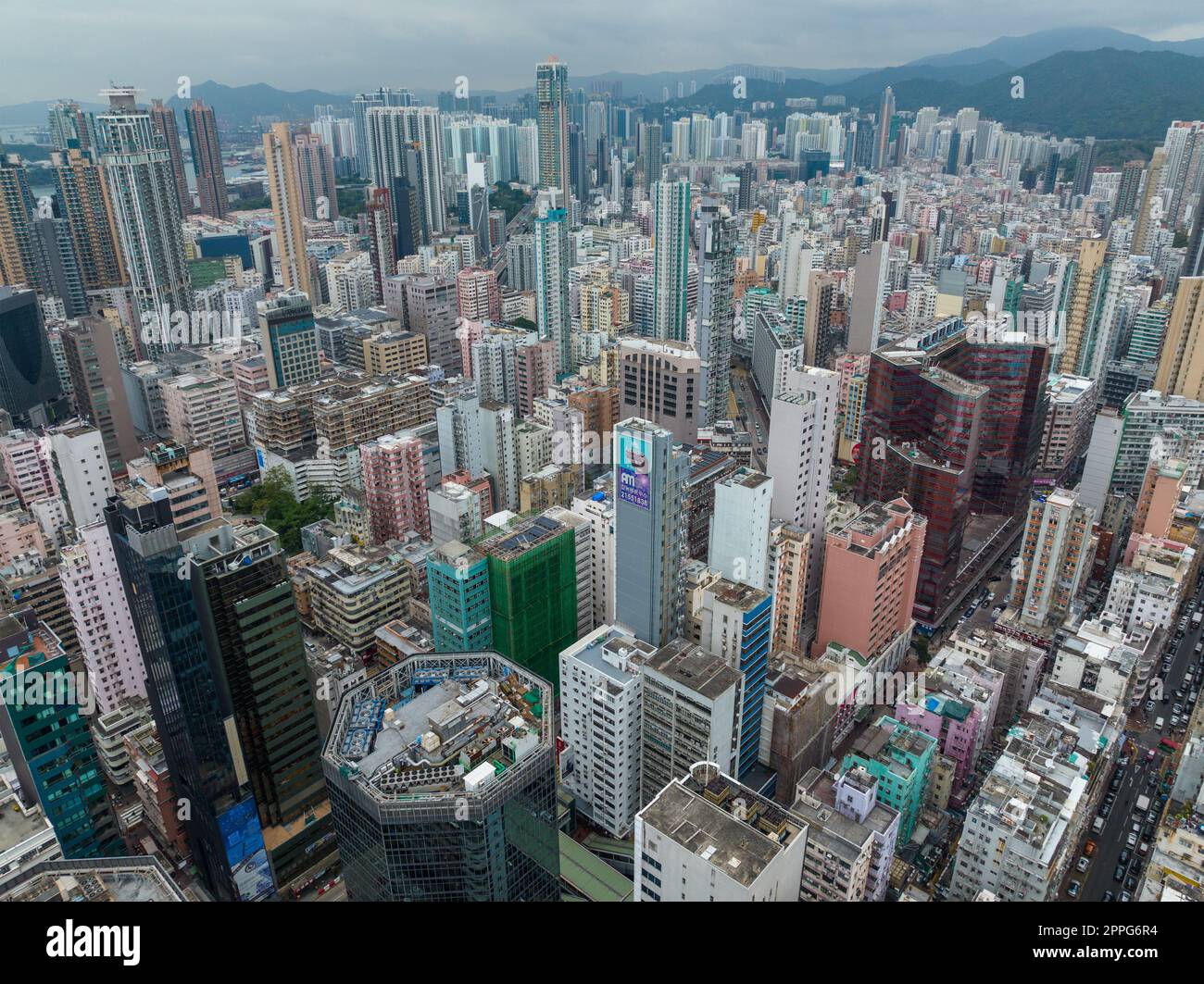 Mong Kok, Hong Kong 01 December 2021: Aerial of Hong Kong city Stock ...